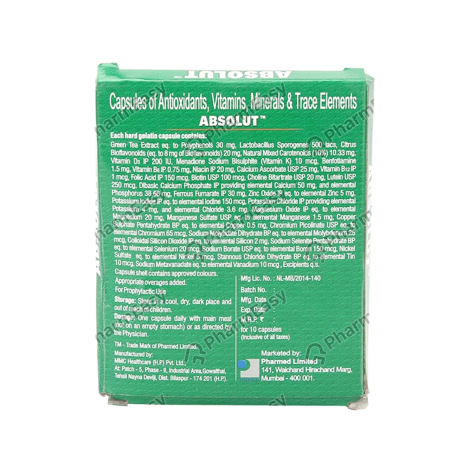 Buy Absolut Strip Of 10 Capsules Online at Flat 15% OFF | PharmEasy