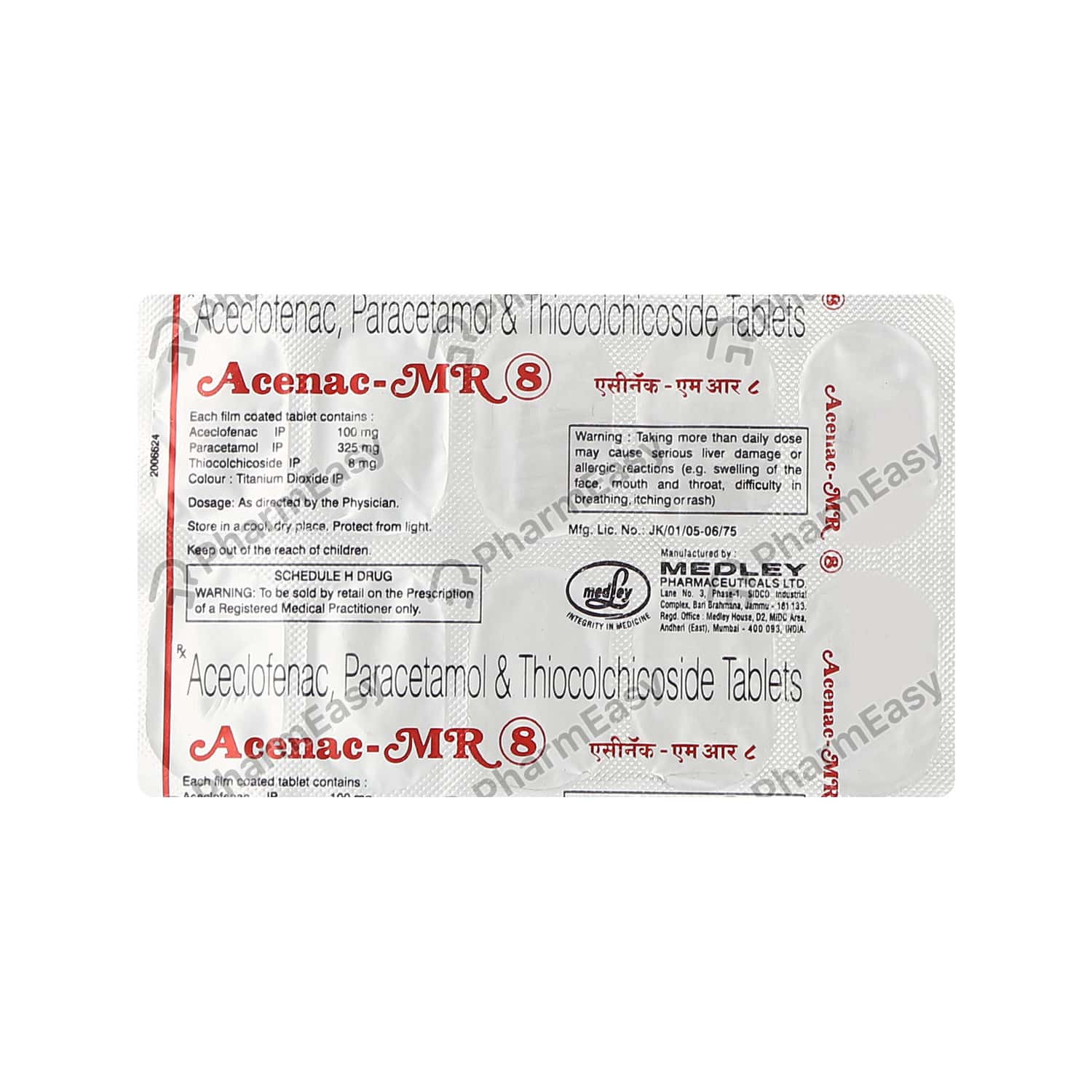 Buy Acenac Mr 8mg Tablet Online at Flat 18% OFF* | PharmEasy