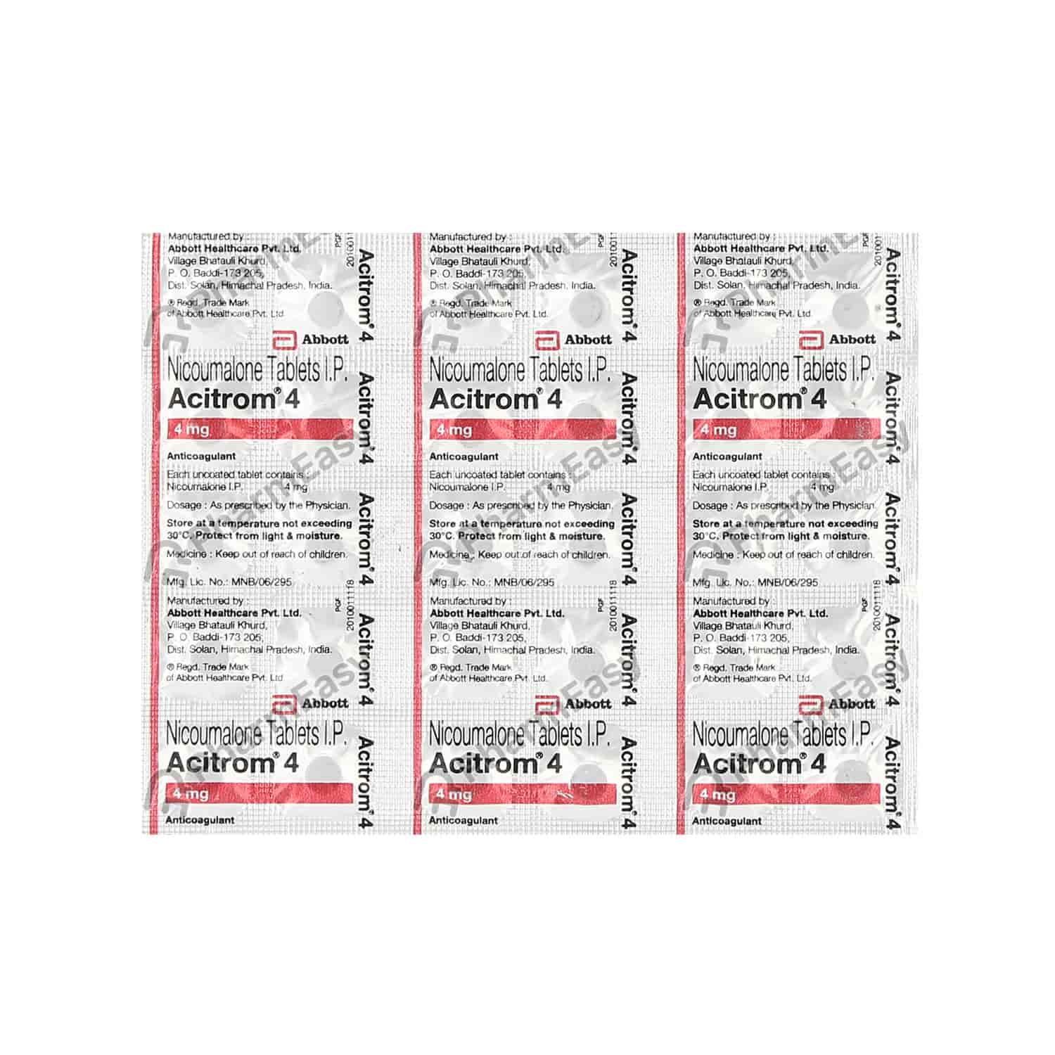 Buy Acitrom 4mg Strip Of 30 Tablets Online at Flat 18% OFF* | PharmEasy