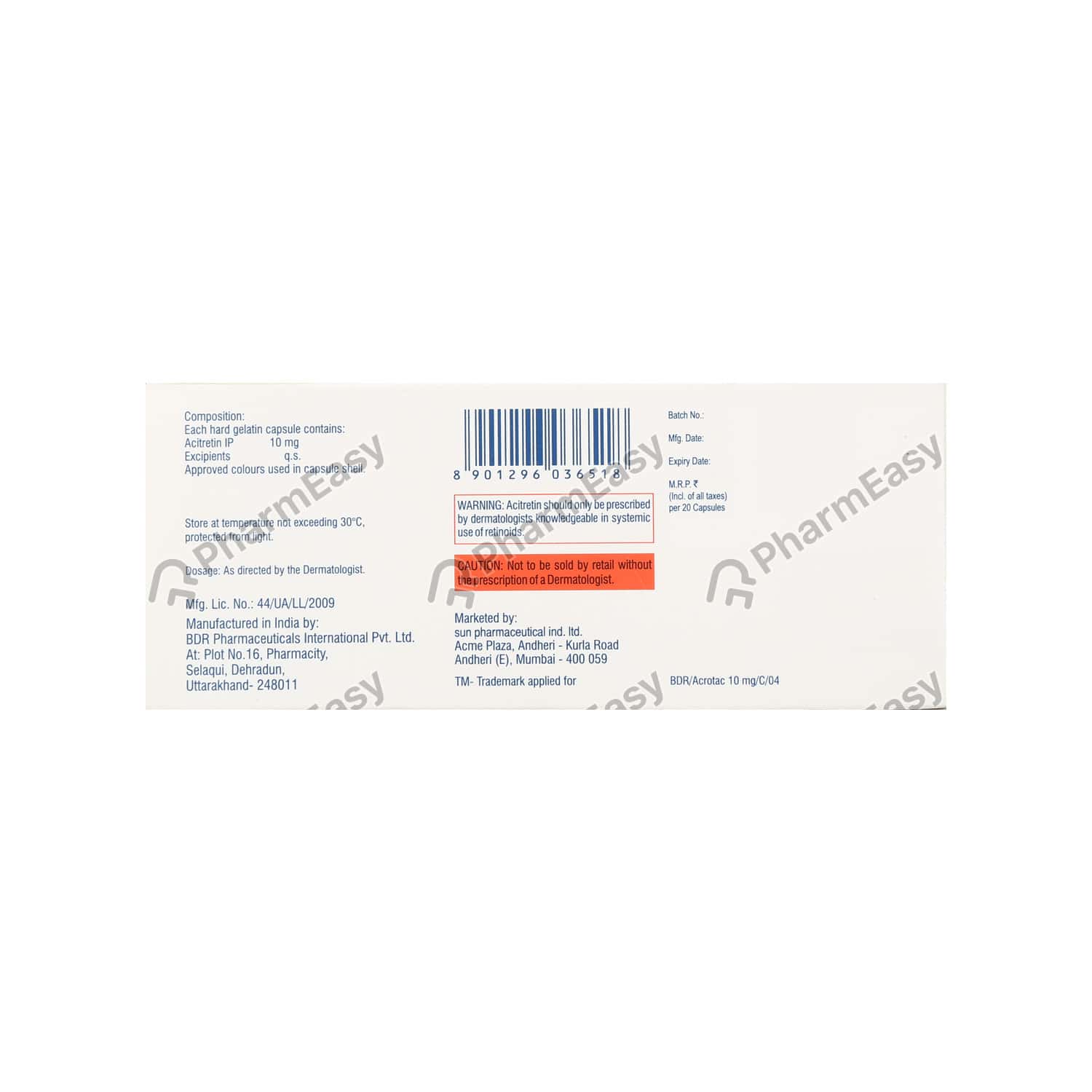 Buy Acrotac 10 MG Capsule (20) Online at Flat 18% OFF* | PharmEasy