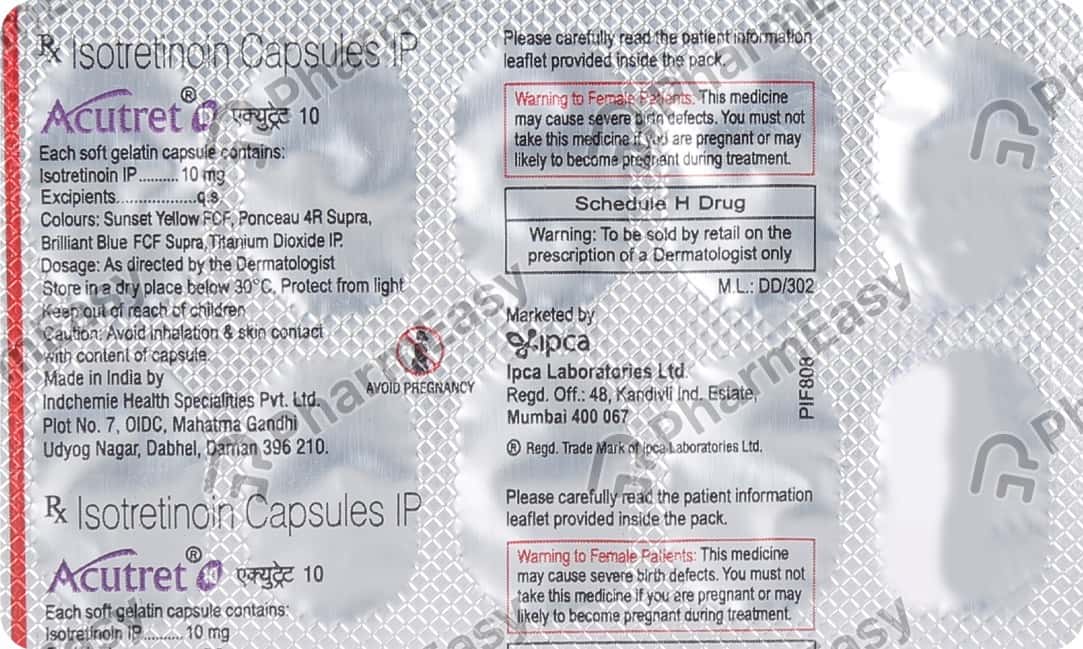 Acutret 10 MG Capsule (10): Uses, Side Effects, Price & Dosage | PharmEasy