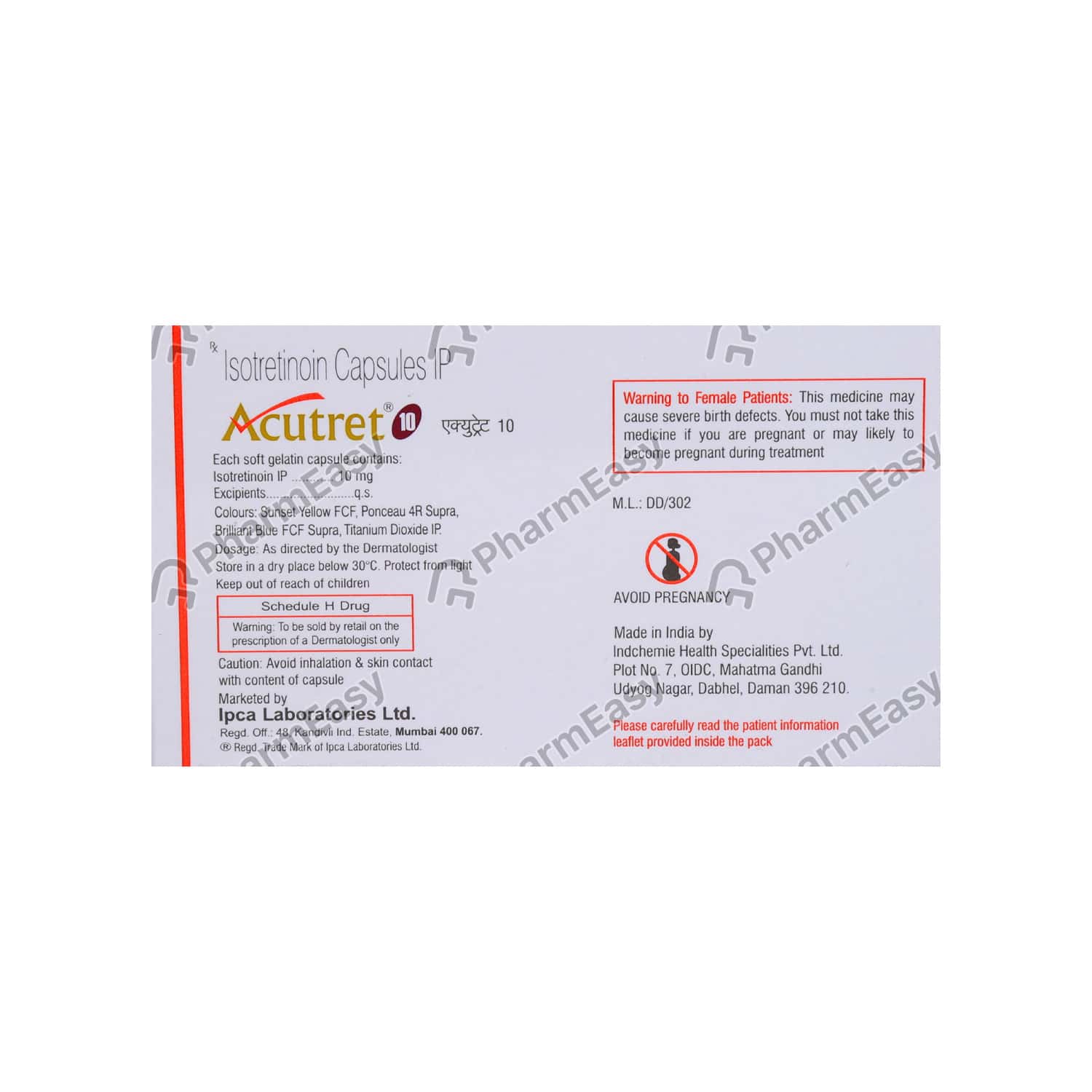 Acutret 10 MG Capsule (10) - Uses, Side Effects, Dosage, Composition ...