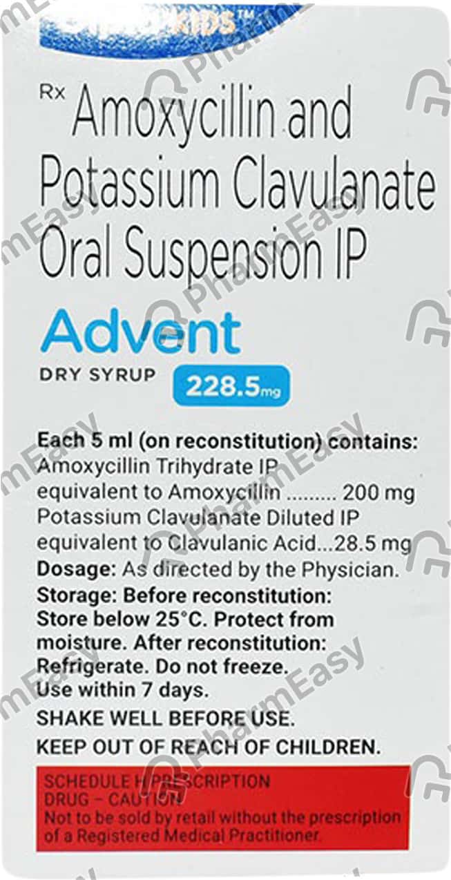 Buy Advent 228.5mg Tangy Orang Flavour Kids Dry Syrup 30ml Online at ...