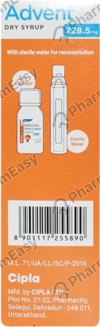 Buy Advent 228.5mg Tangy Orang Flavour Kids Dry Syrup 30ml Online at ...