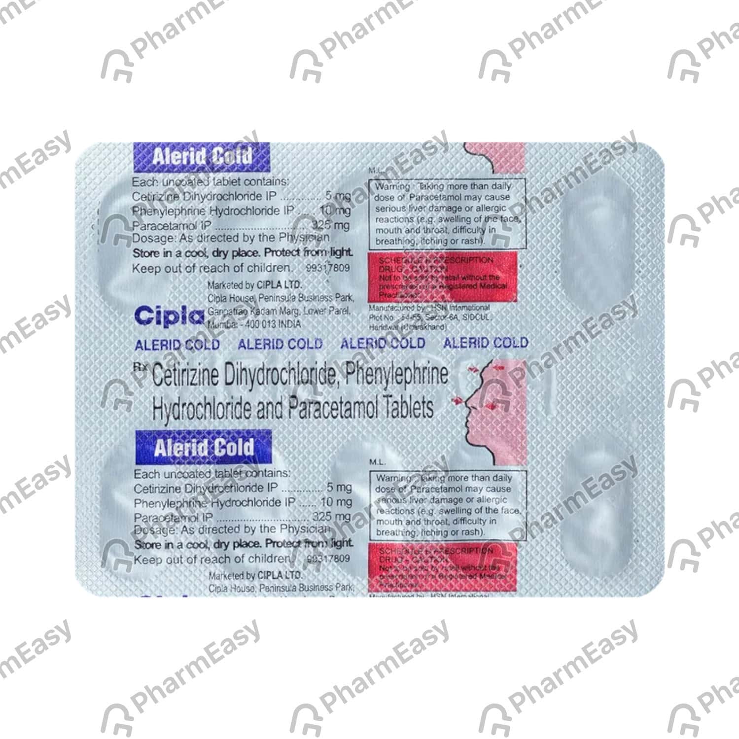 Alerid Cold Strip Of 10 Tablets: Uses, Side Effects, Price & Dosage ...
