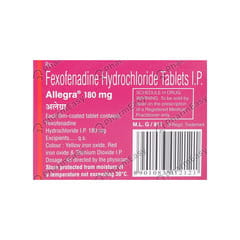Allegra 180 MG Tablet (10) - Uses, Side Effects, Dosage, Composition ...