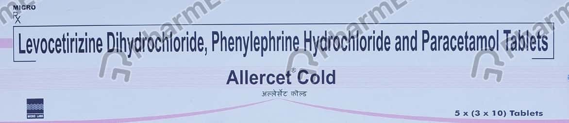 Allercet Cold Strip Of 10 Tablets: Uses, Side Effects, Price & Dosage ...