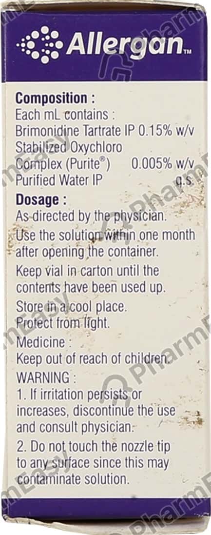 Alphagan P 0.15 %W/V Eye Drop (5): Uses, Side Effects, Price & Dosage ...