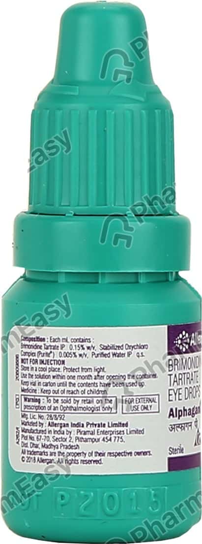 Alphagan P 0.15 %W/V Eye Drop (5): Uses, Side Effects, Price & Dosage ...