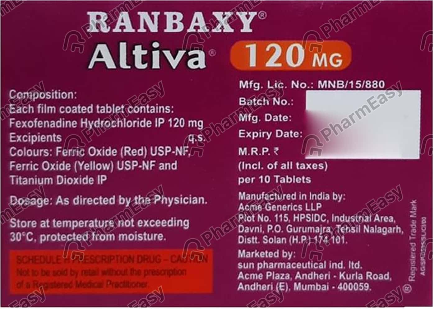 Altiva 120 MG Tablet (10): Uses, Side Effects, Price, Dosage ...