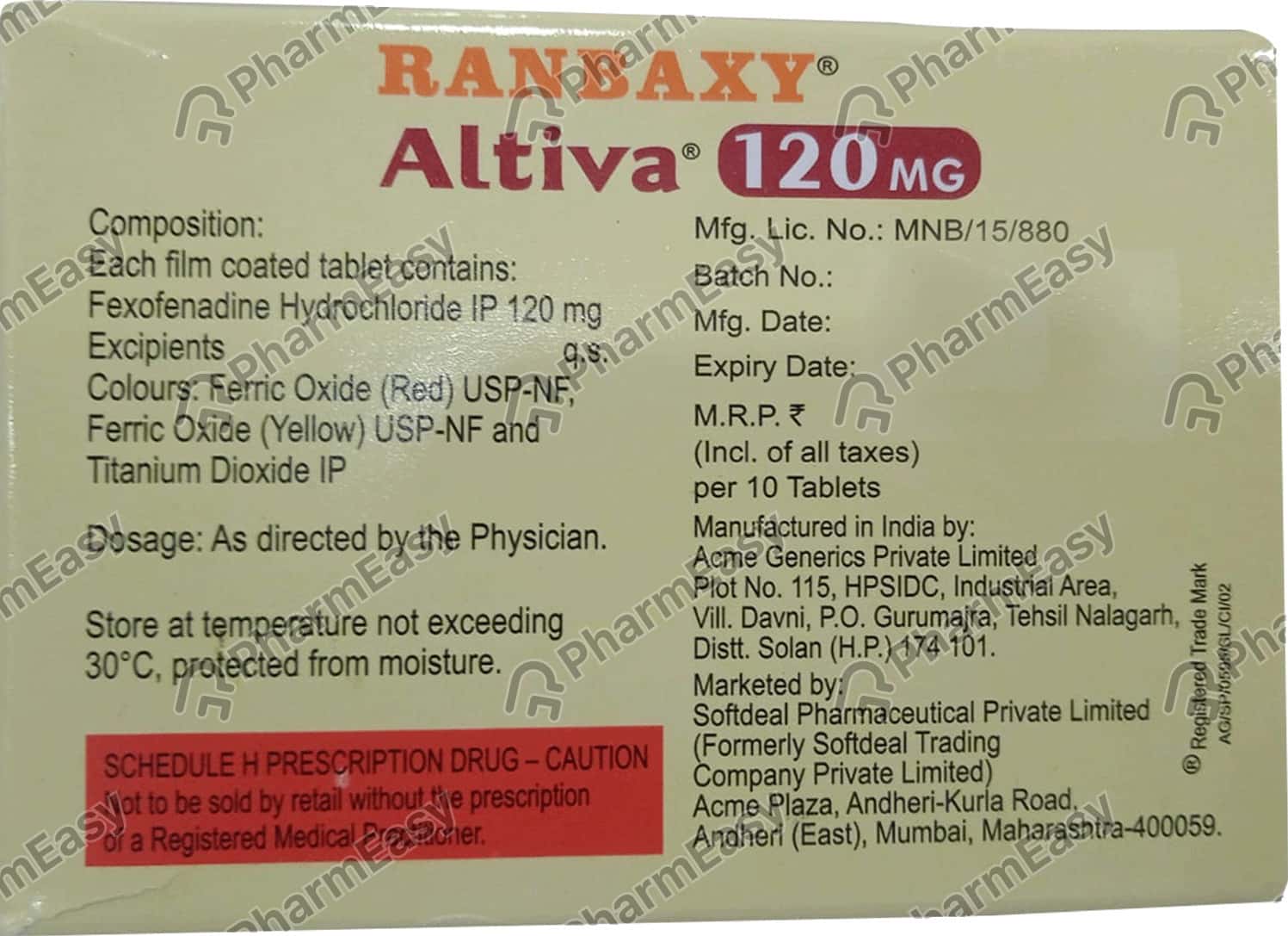 Altiva 120 MG Tablet (10): Uses, Side Effects, Price, Dosage ...