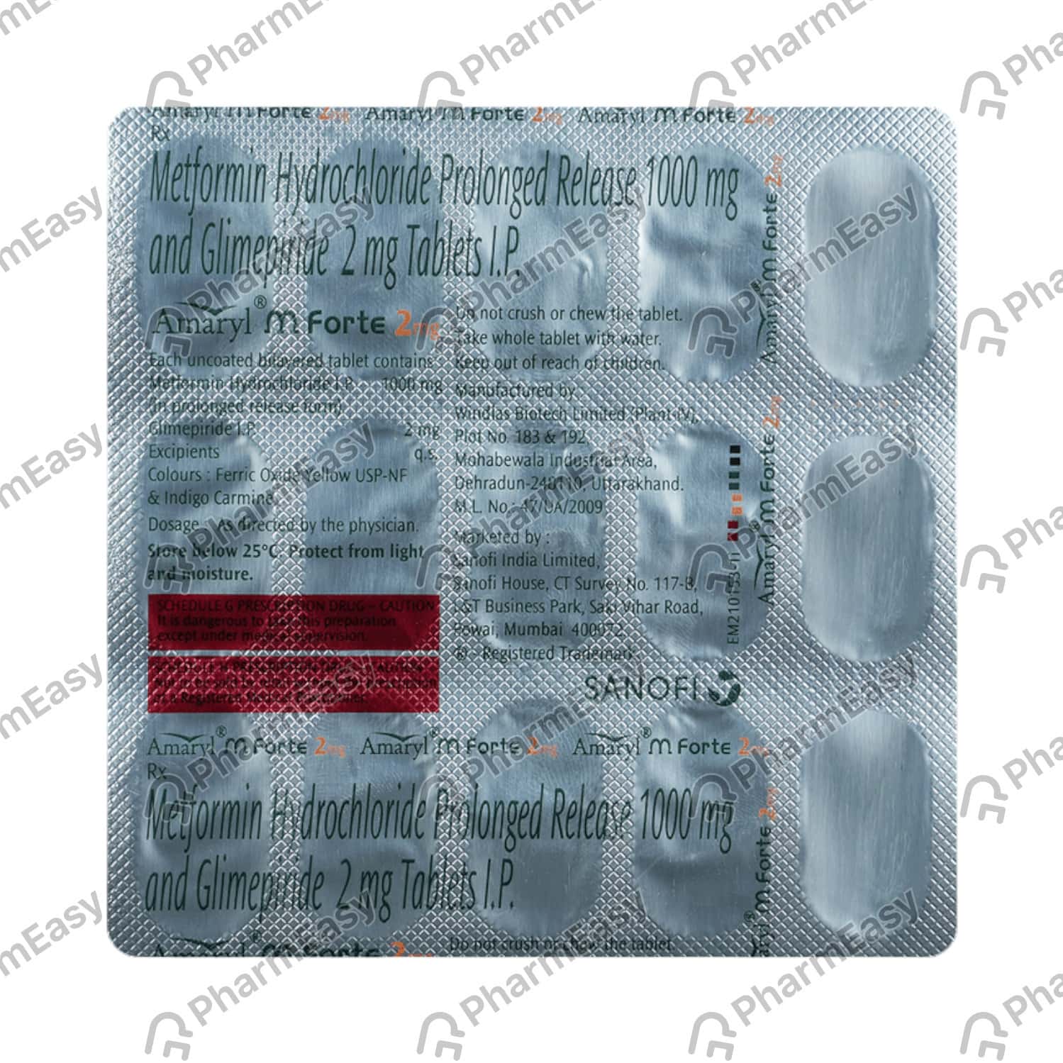 Amaryl M Forte 2mg Tablets: Uses, Side Effects, Price & Dosage | PharmEasy