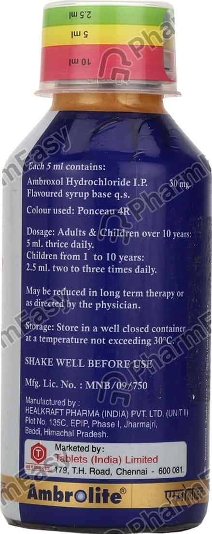 Ambrolite 30 MG Syrup (100): Uses, Side Effects, Price & Dosage | PharmEasy