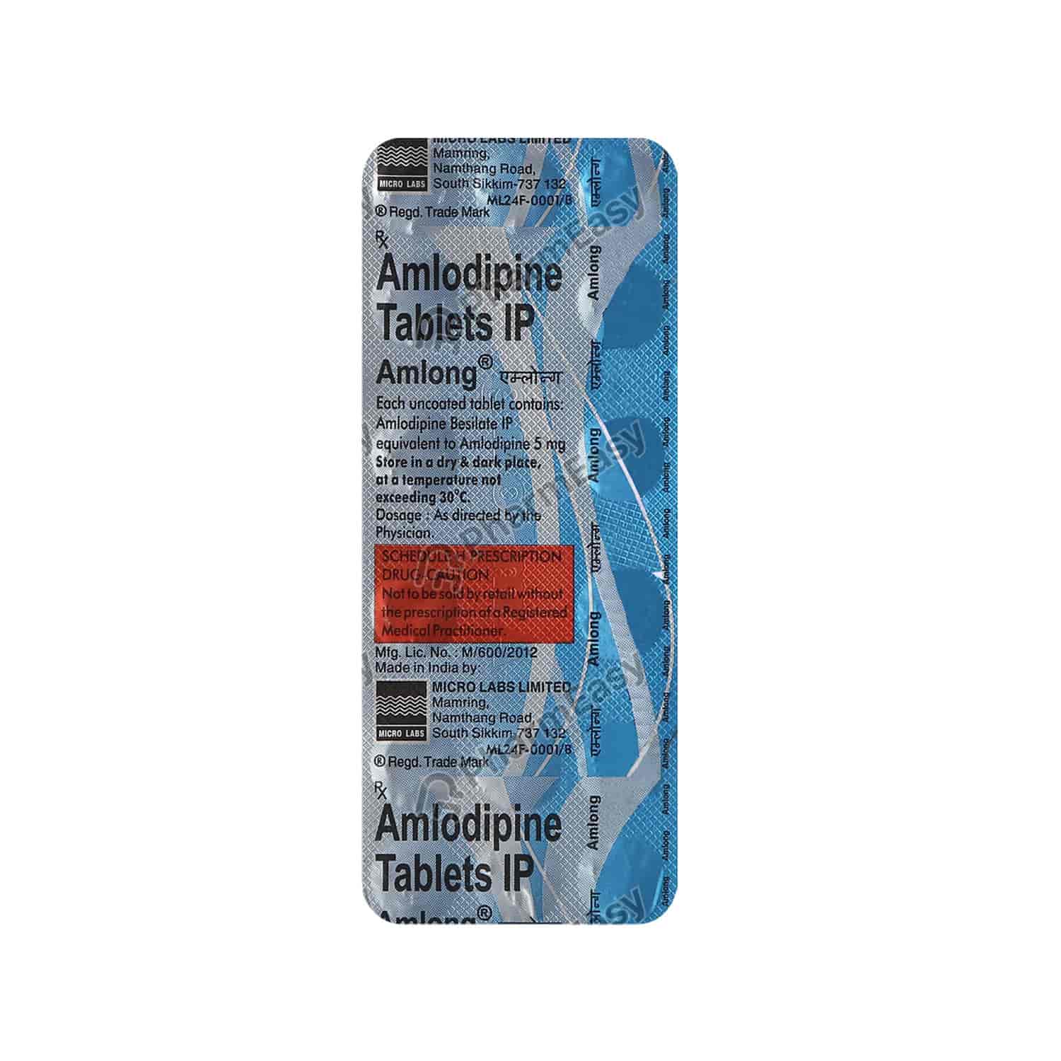 Amlong 5mg Tab 15`S - Uses, Side Effects, Dosage, Composition & Price ...