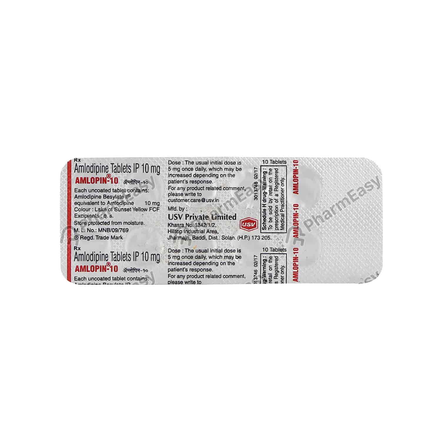 Buy Amlopin 10mg Tablet Online at Flat 18% OFF* | PharmEasy