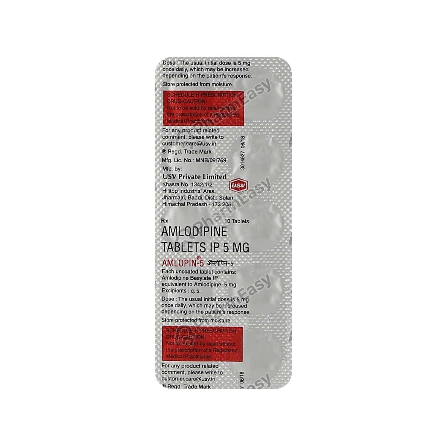 Amlopin 5 MG Tablet (10) - Uses, Side Effects, Dosage, Composition ...
