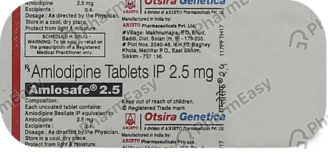 Amlosafe 2.5 MG Tablet (10): Uses, Side Effects, Price & Dosage | PharmEasy