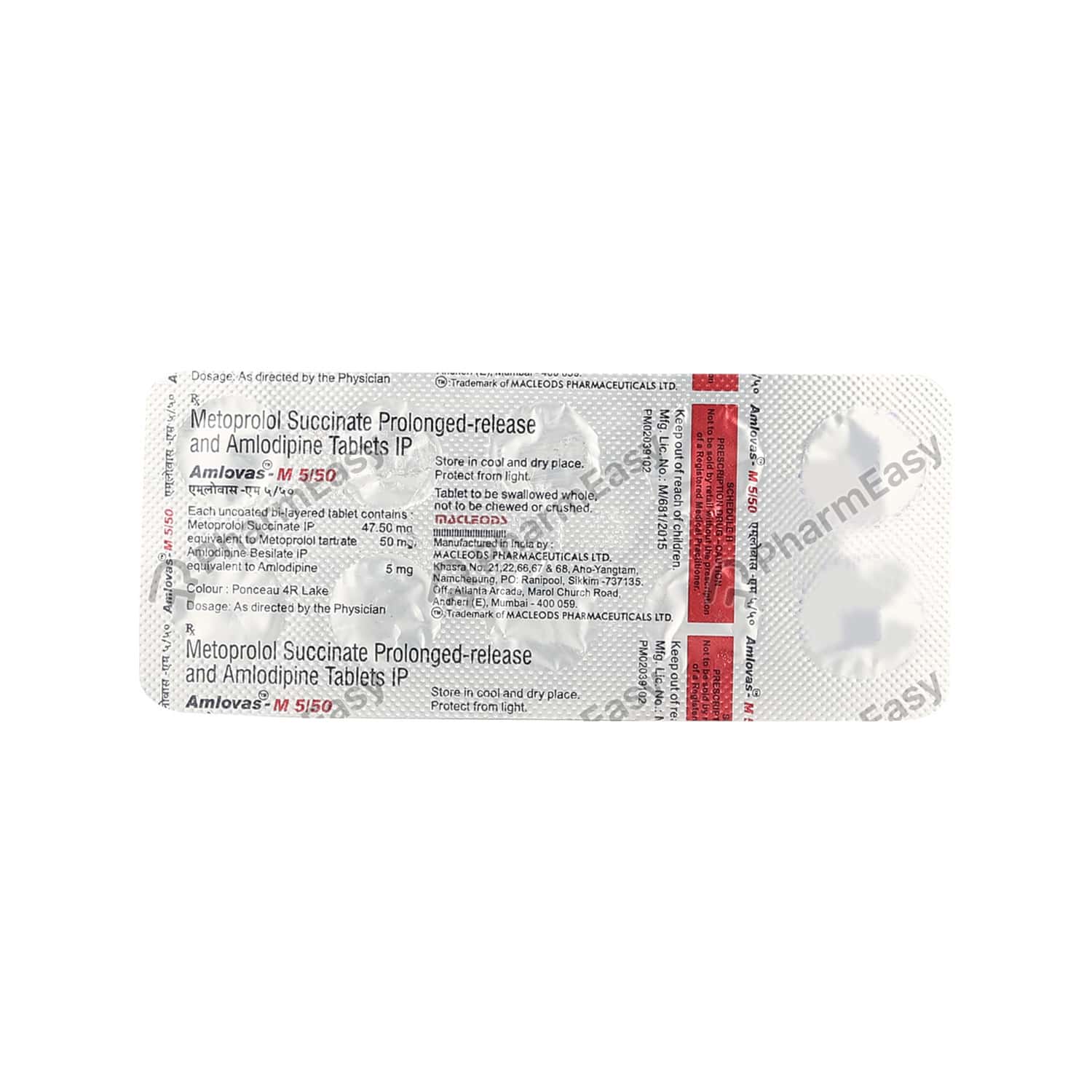 Amlovas M 5/50mg Tablet - Uses, Side Effects, Dosage, Composition ...