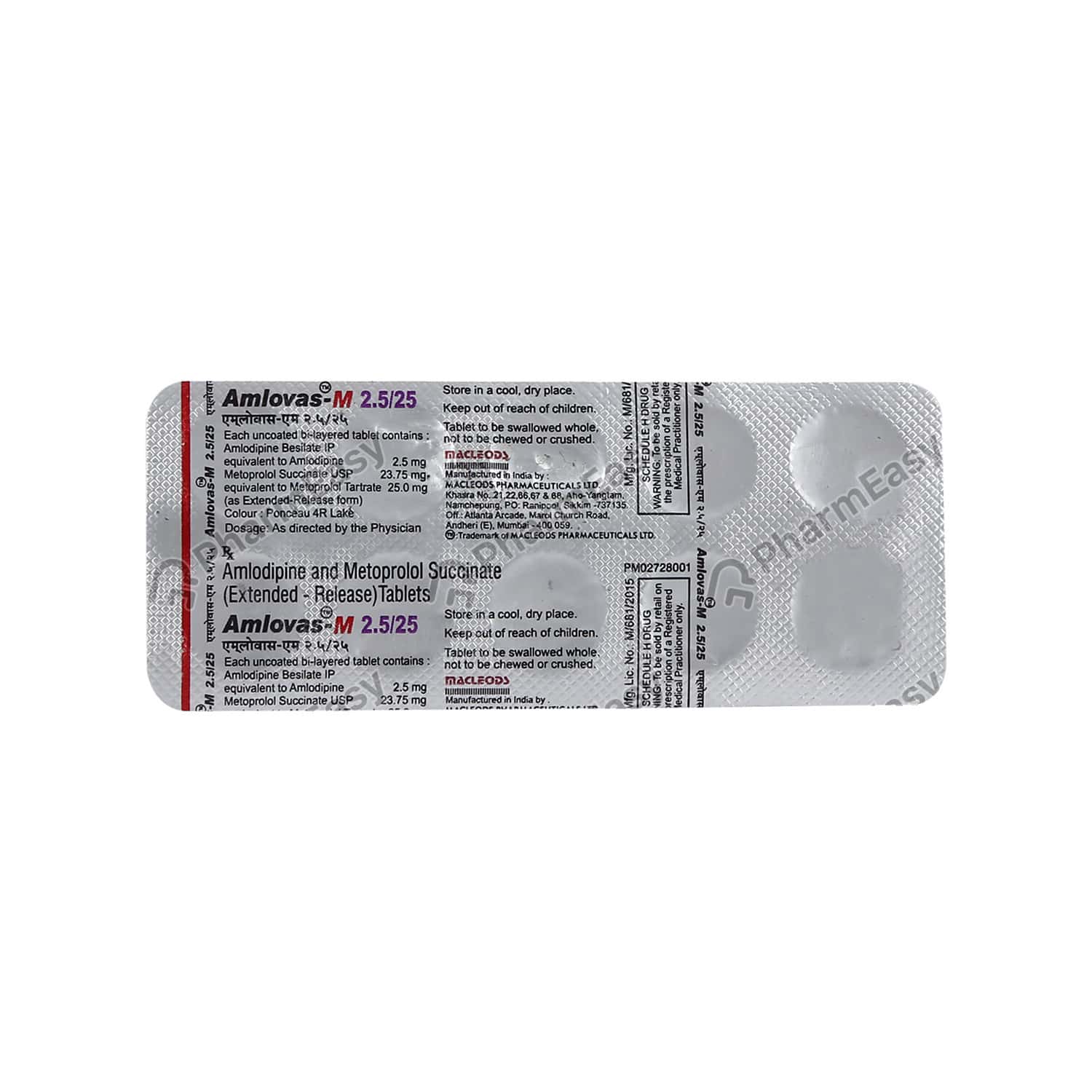 Amlovas M 2.5/25mg Tablet - Uses, Side Effects, Dosage, Composition ...