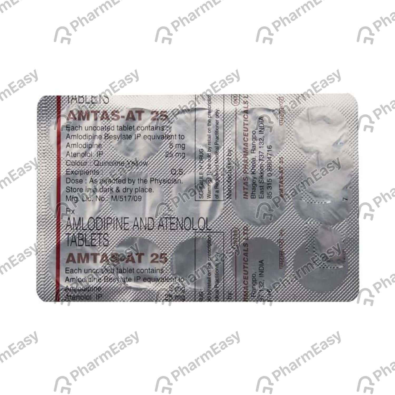 Amtas At 25mg Strip Of 10 Tablets: Uses, Side Effects, Price & Dosage ...