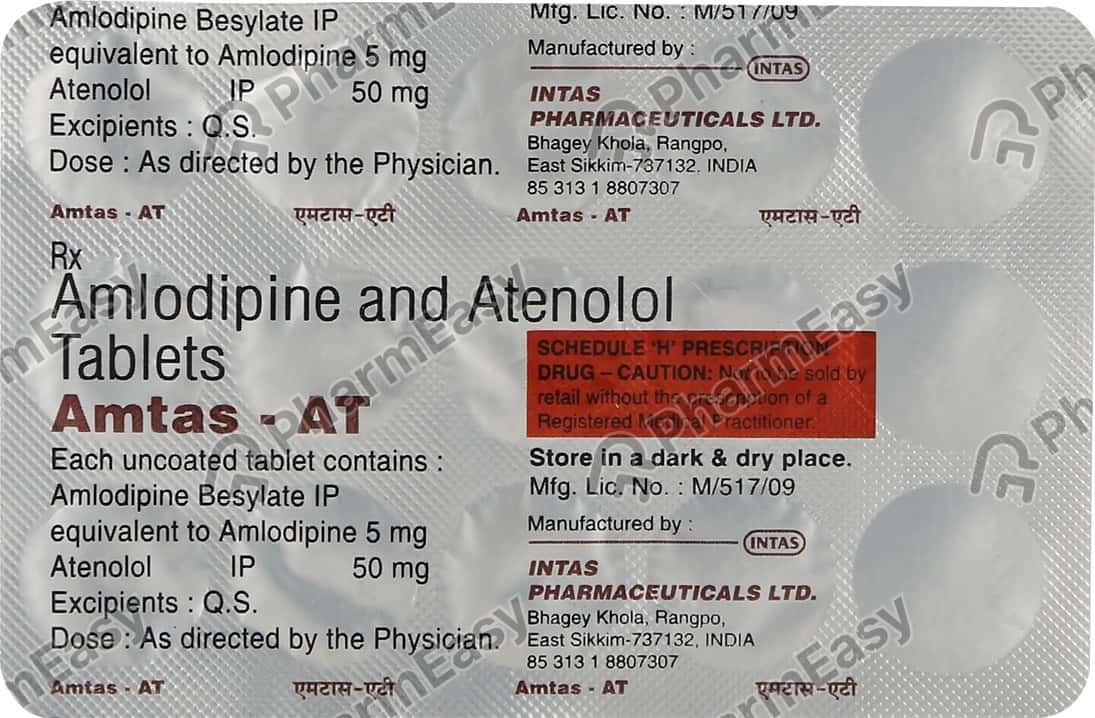 Amtas 5mg Amlodipine, Hypertension, Intas Pharmaceuticals, 54% OFF