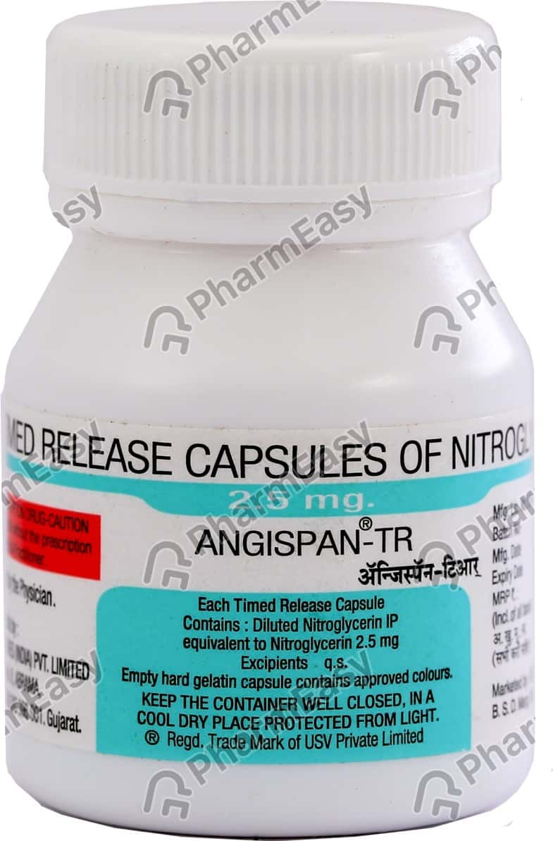 Angispan Tr 2.5 MG Capsule (25): Uses, Side Effects, Price & Dosage ...