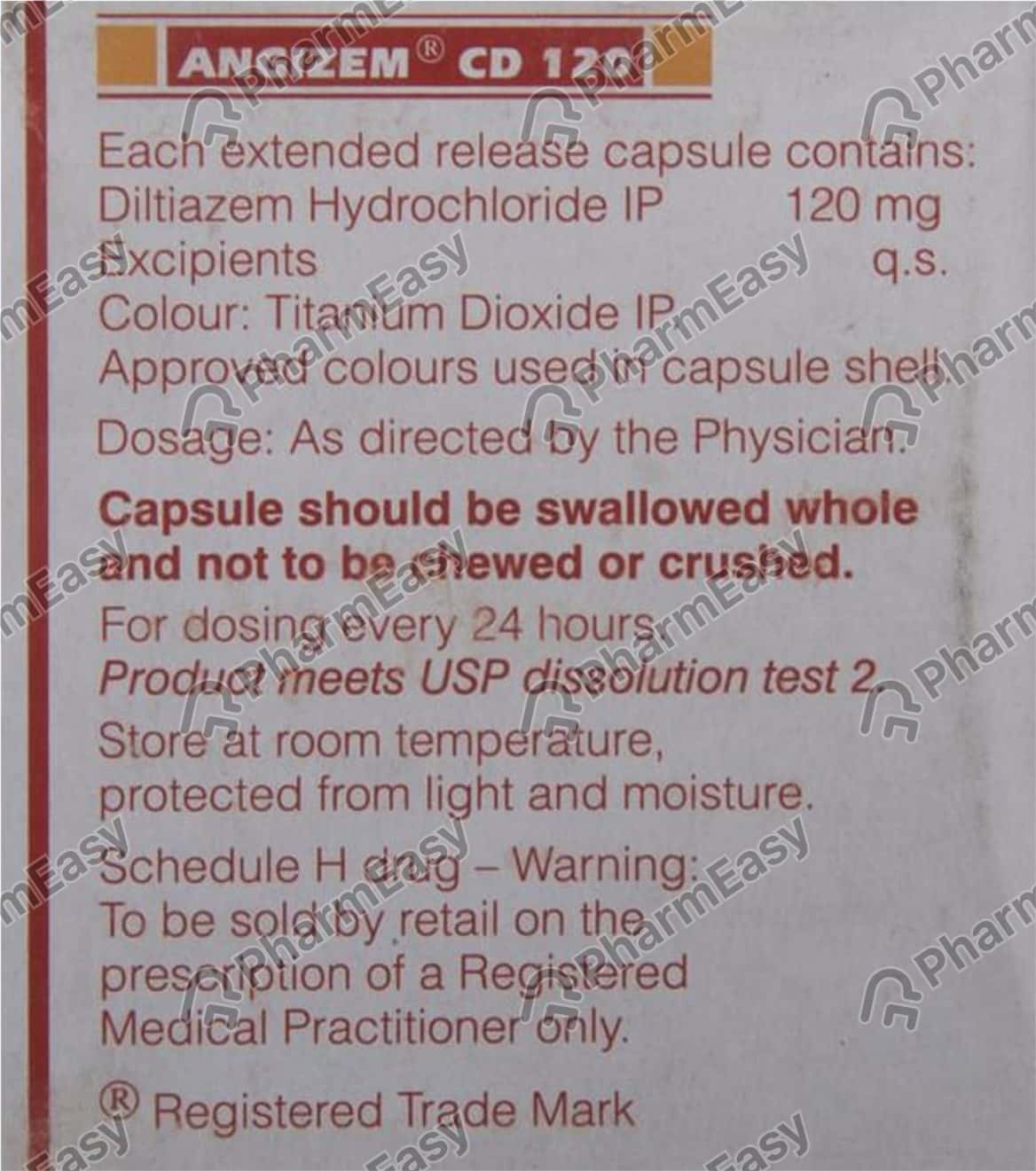 Angizem Cd 120 MG Capsule (10): Uses, Side Effects, Price & Dosage ...