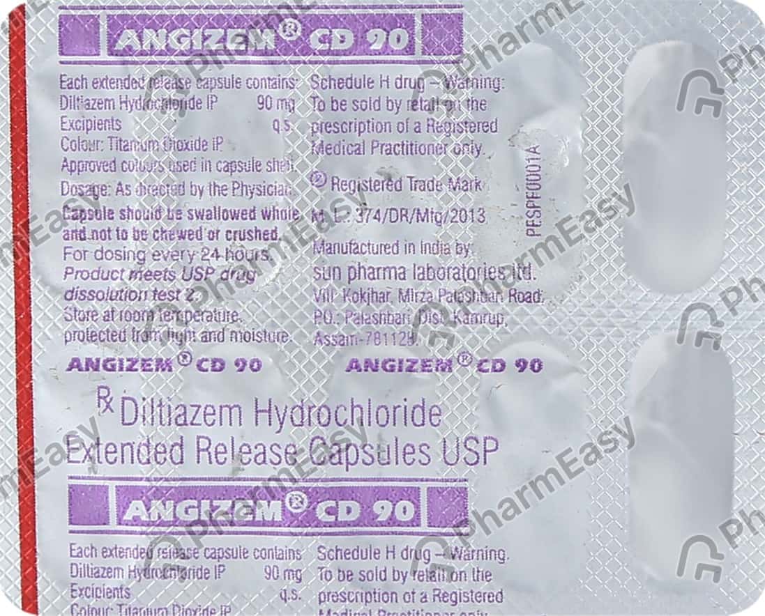 Angizem Cd 90 MG Capsule (10): Uses, Side Effects, Price & Dosage ...