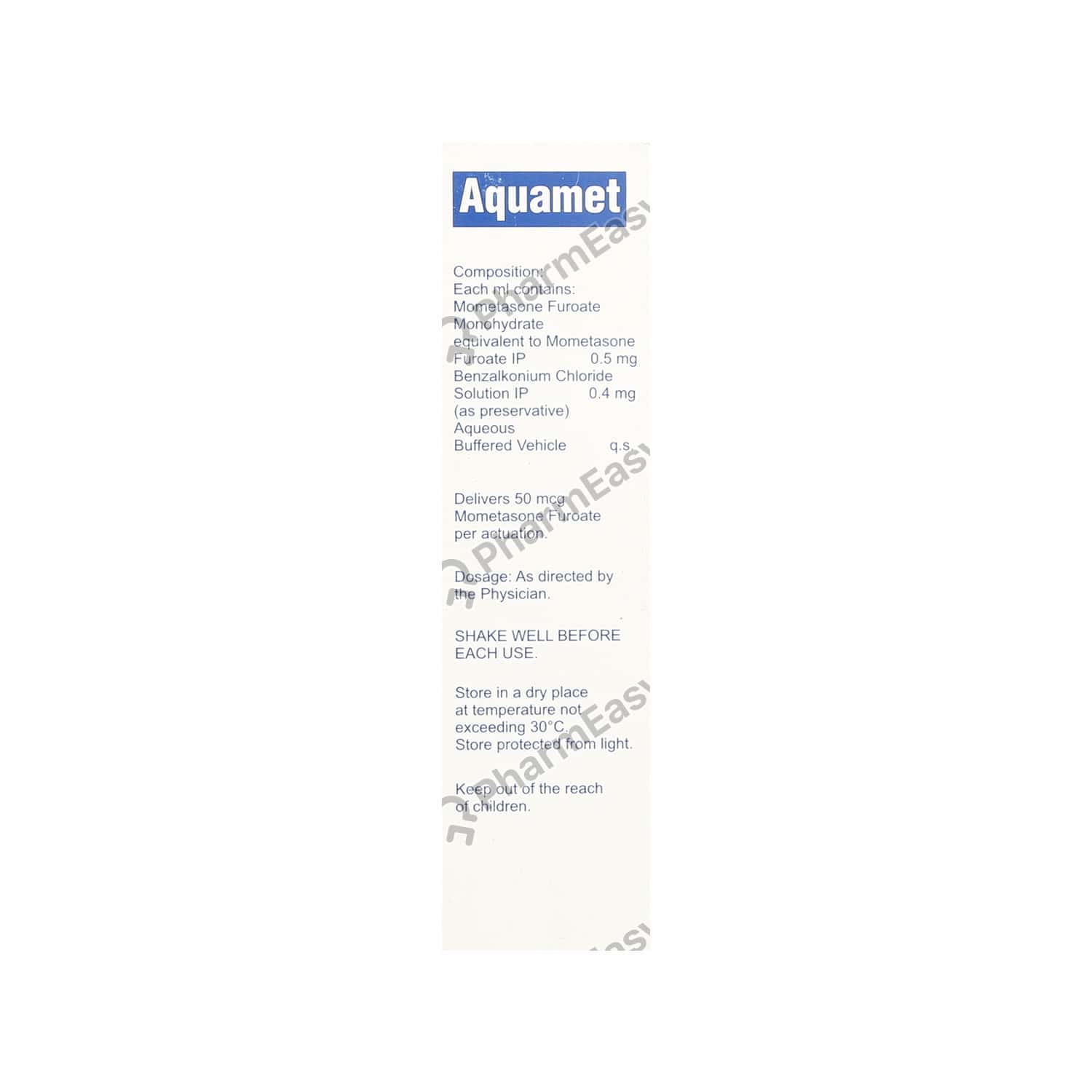 Buy Aquamet 0.5 MG Nasal Spray (12) Online at Flat 18% OFF* | PharmEasy