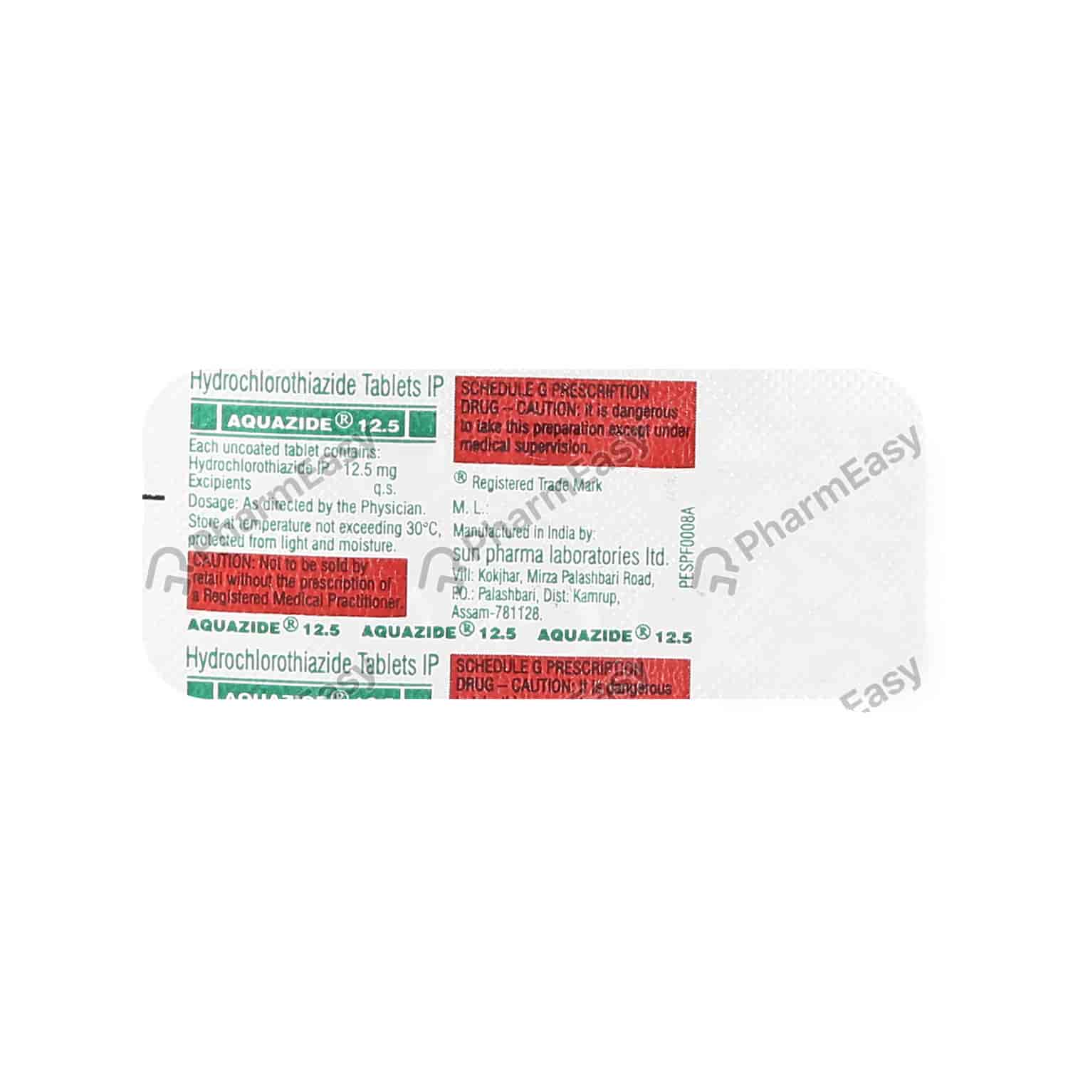 Buy Aquazide 12.5mg Tablet Online at Flat 18% OFF* | PharmEasy