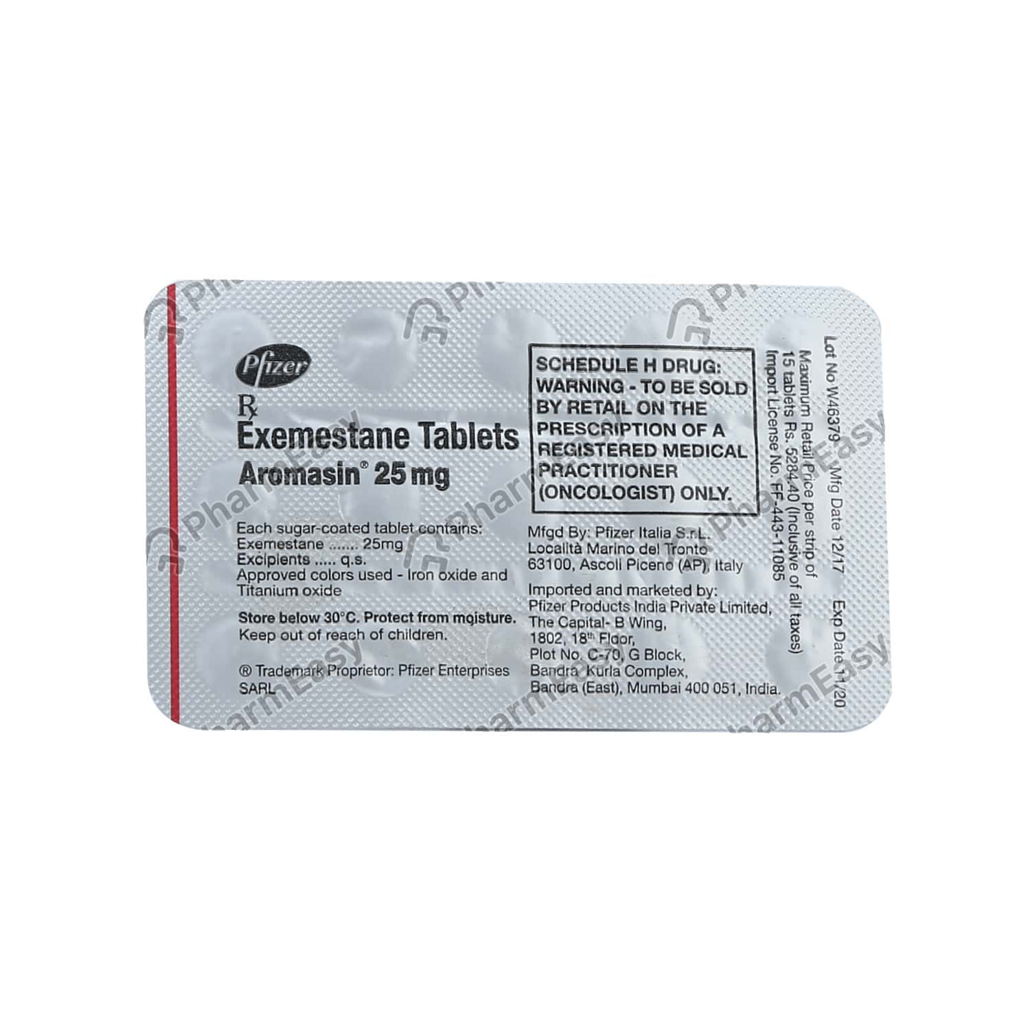 Buy Aromasin 25mg Tablet Online at Flat 18% OFF* | PharmEasy