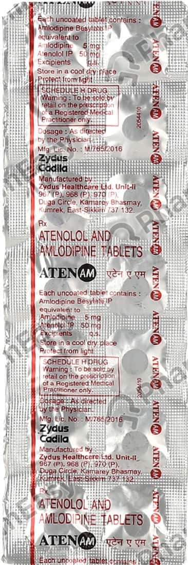 Aten Am 50mg Tablet: Uses, Side Effects, Price, Dosage & Composition ...