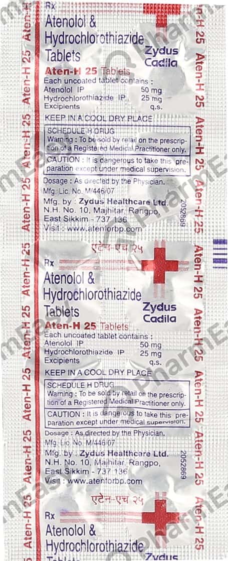 Buy Aten H 25mg Strip Of 10 Tablets Online at Flat 15% OFF | PharmEasy