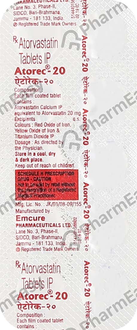Atorec 20 MG Tablet (10): Uses, Side Effects, Price & Dosage | PharmEasy