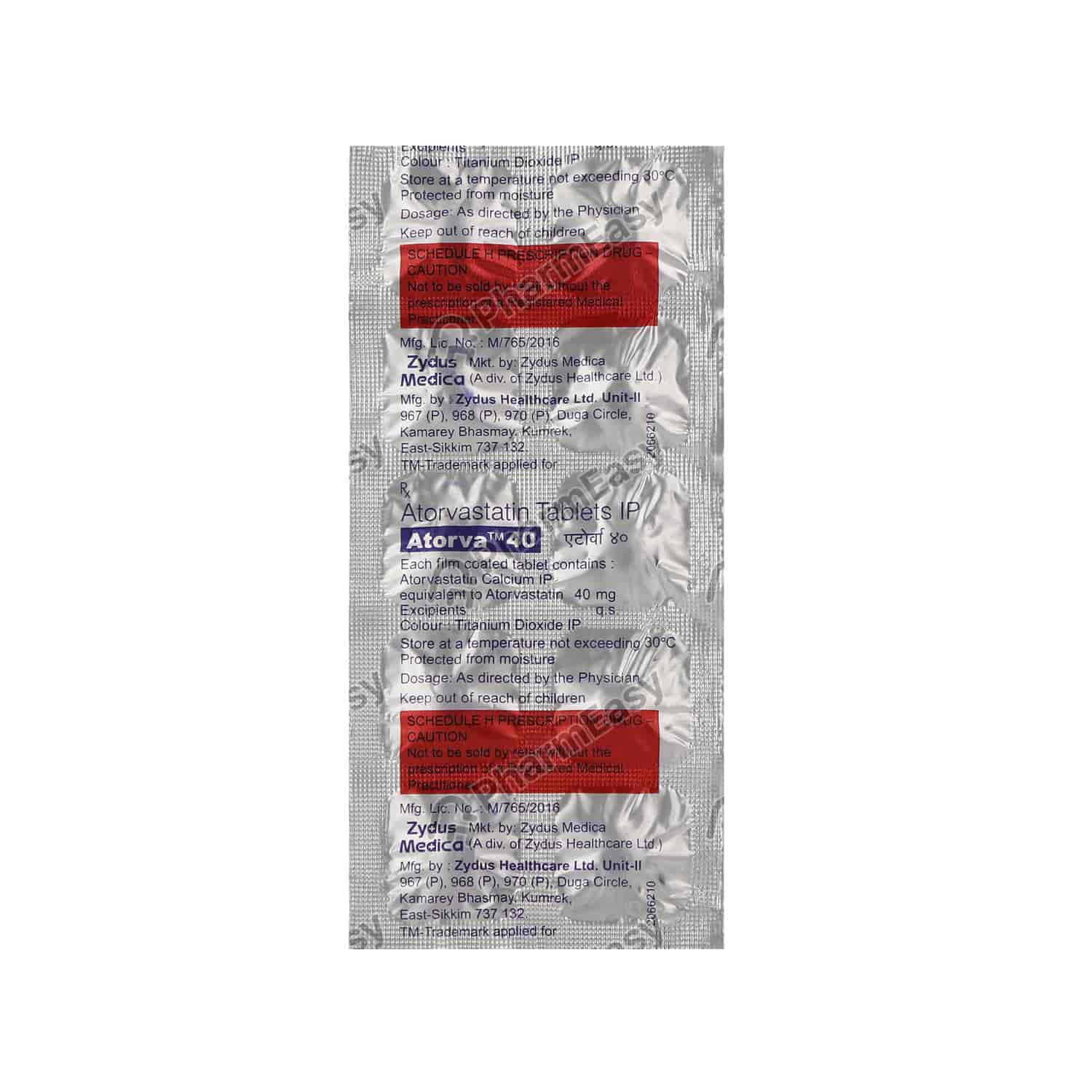 Atorva 40mg Tab 10'S - Uses, Side Effects, Dosage, Composition & Price ...