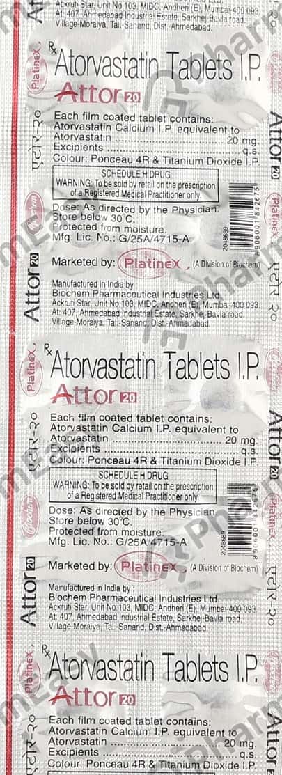 Attor 20 MG Tablet (10): Uses, Side Effects, Price & Dosage | PharmEasy