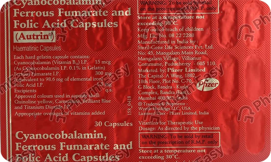 Autrin Strip Of 30 Capsules: Uses, Side Effects, Price, Dosage ...