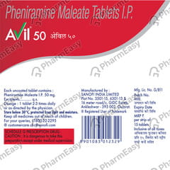 Avil 50 Tablet: Uses, Side-effects, Price, Dosage & More Info - PharmEasy