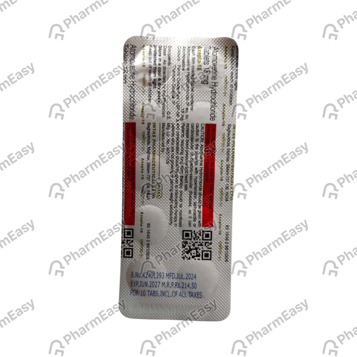 Axepta 18 MG Tablet (10): Uses, Side Effects, Price & Dosage | PharmEasy