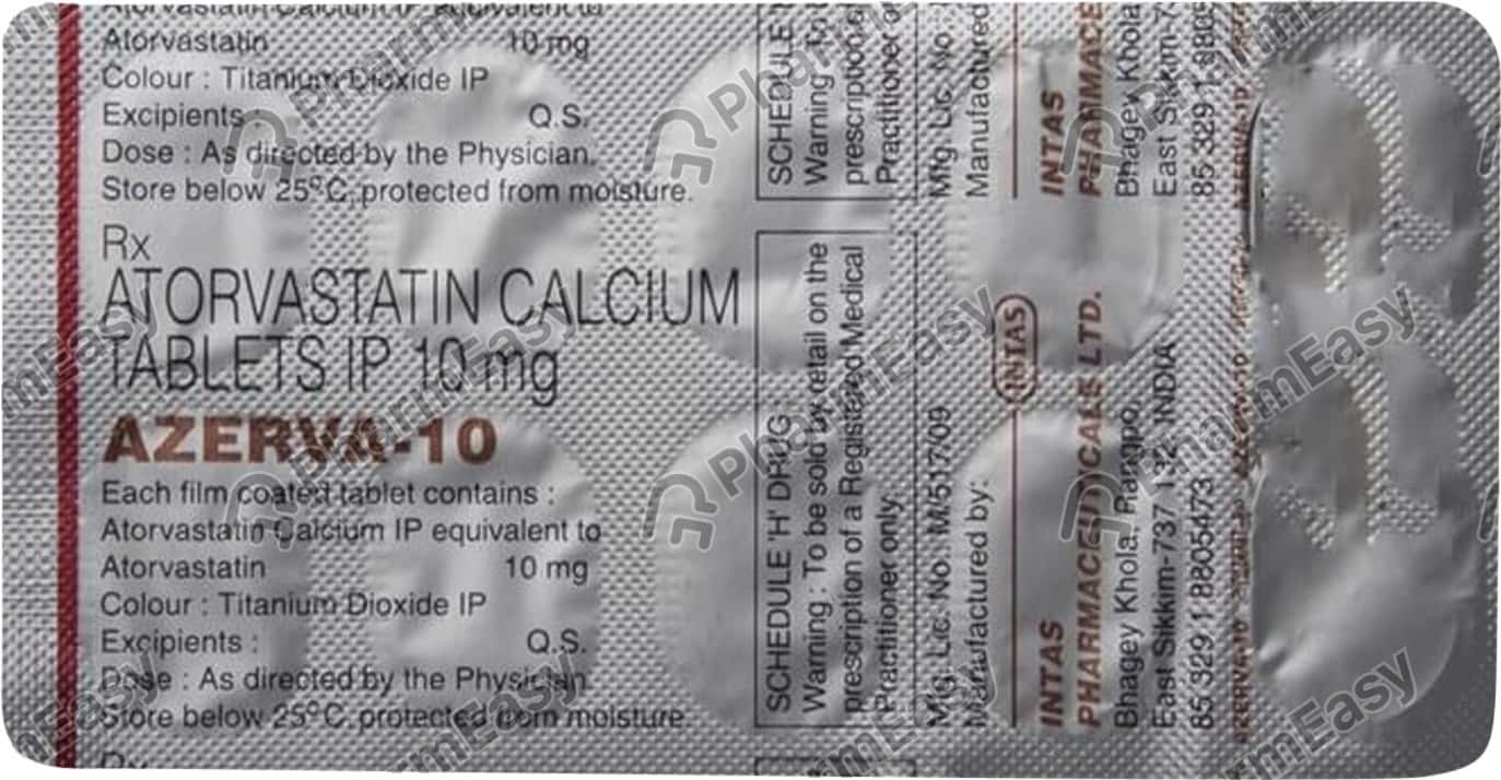 Azerva 10 MG Tablet (10): Uses, Side Effects, Price & Dosage | PharmEasy