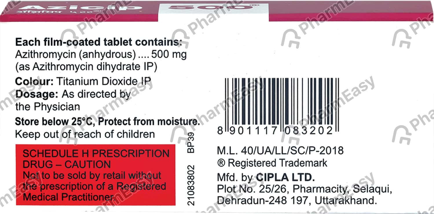 Azicip 500 MG Tablet (3): Uses, Side Effects, Price & Dosage | PharmEasy