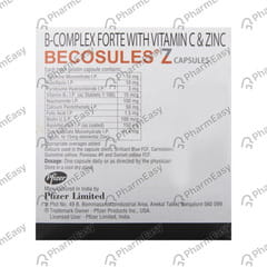 Becosules Z Strip Of 15 Capsules: Uses, Side Effects, Price & Dosage | PharmEasy
