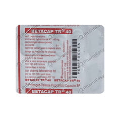 Betacap Tr 40 MG Capsule (10) - Uses, Side Effects, Dosage, Composition ...