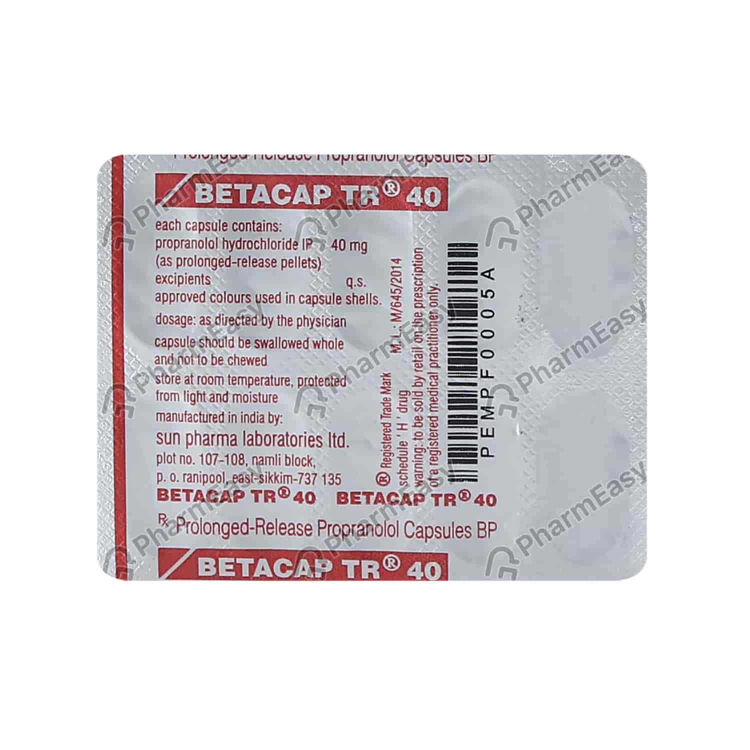 Betacap Tr 40mg Cap - Uses, Side Effects, Dosage, Composition & Price ...