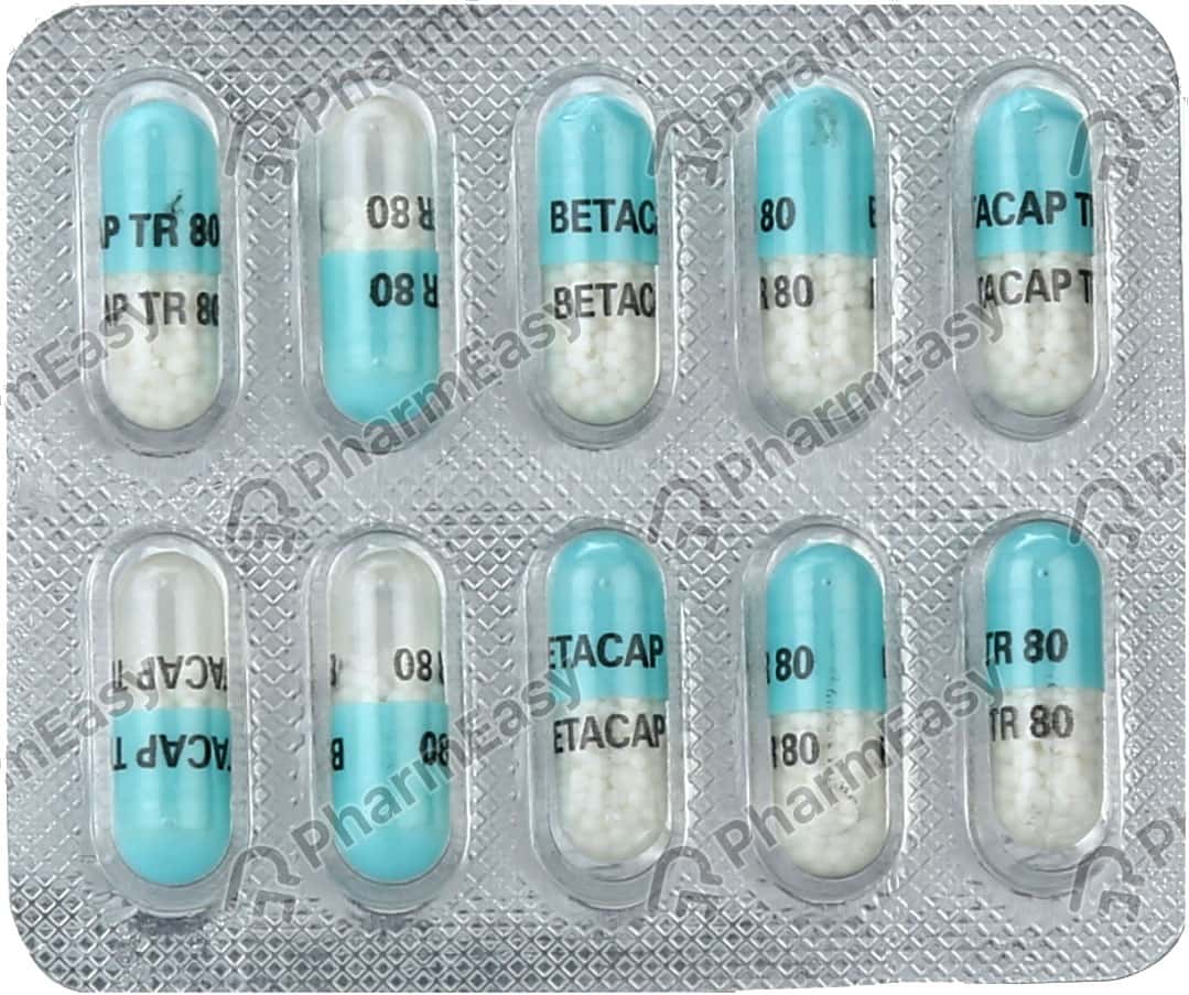 Betacap Tr 80 MG Capsule (10): Uses, Side Effects, Price & Dosage ...