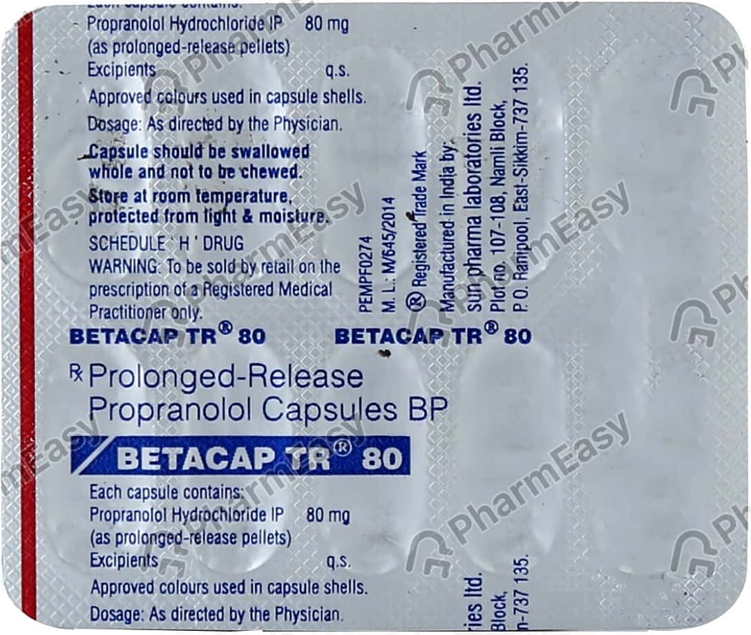 Betacap Tr 80 MG Capsule (10): Uses, Side Effects, Price & Dosage ...