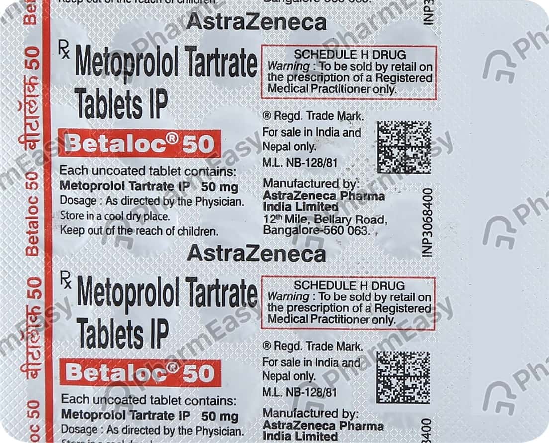 Betaloc 50 MG Tablet (30): Uses, Side Effects, Price, Dosage ...