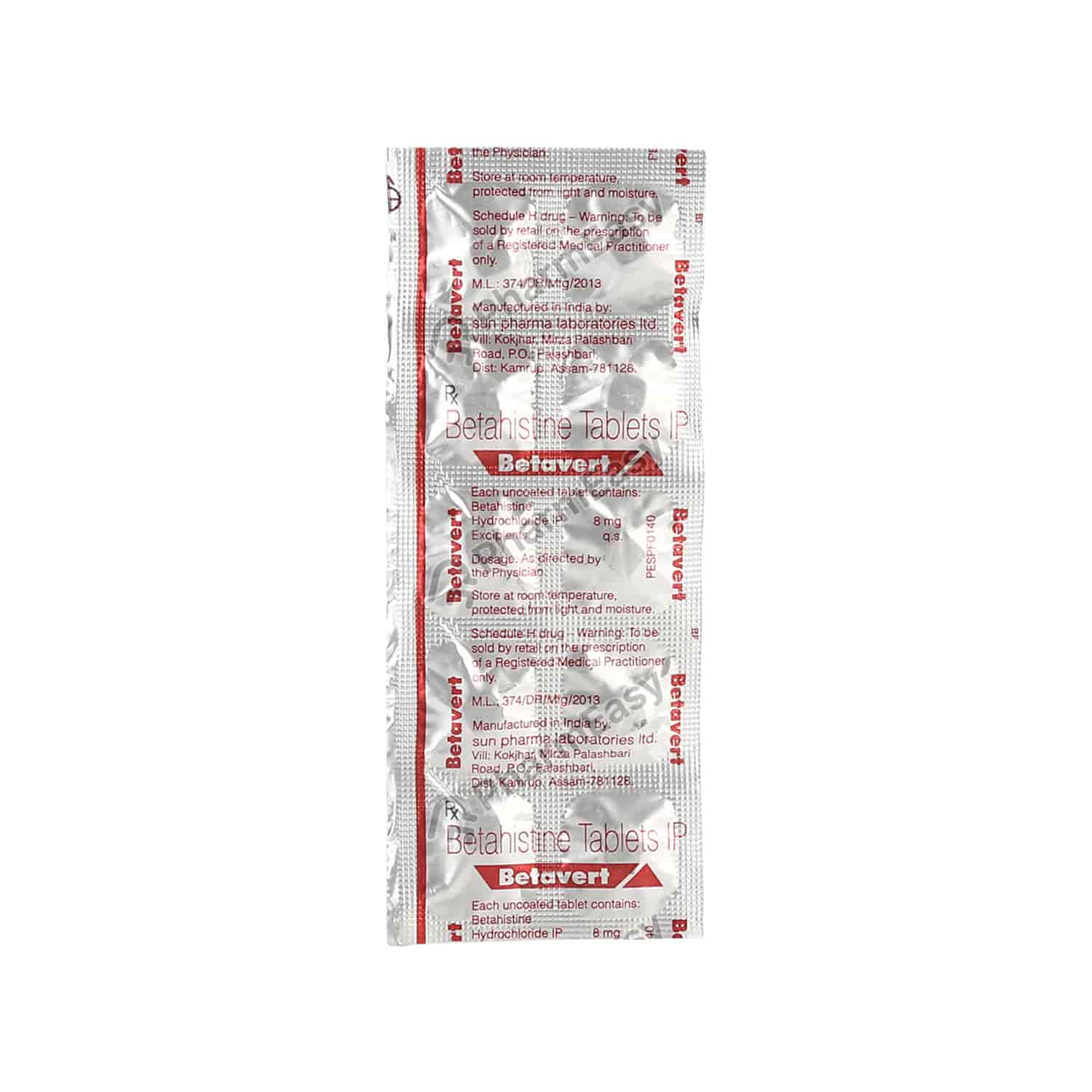 Betavert 8mg Tab - Uses, Side Effects, Dosage, Composition & Price ...