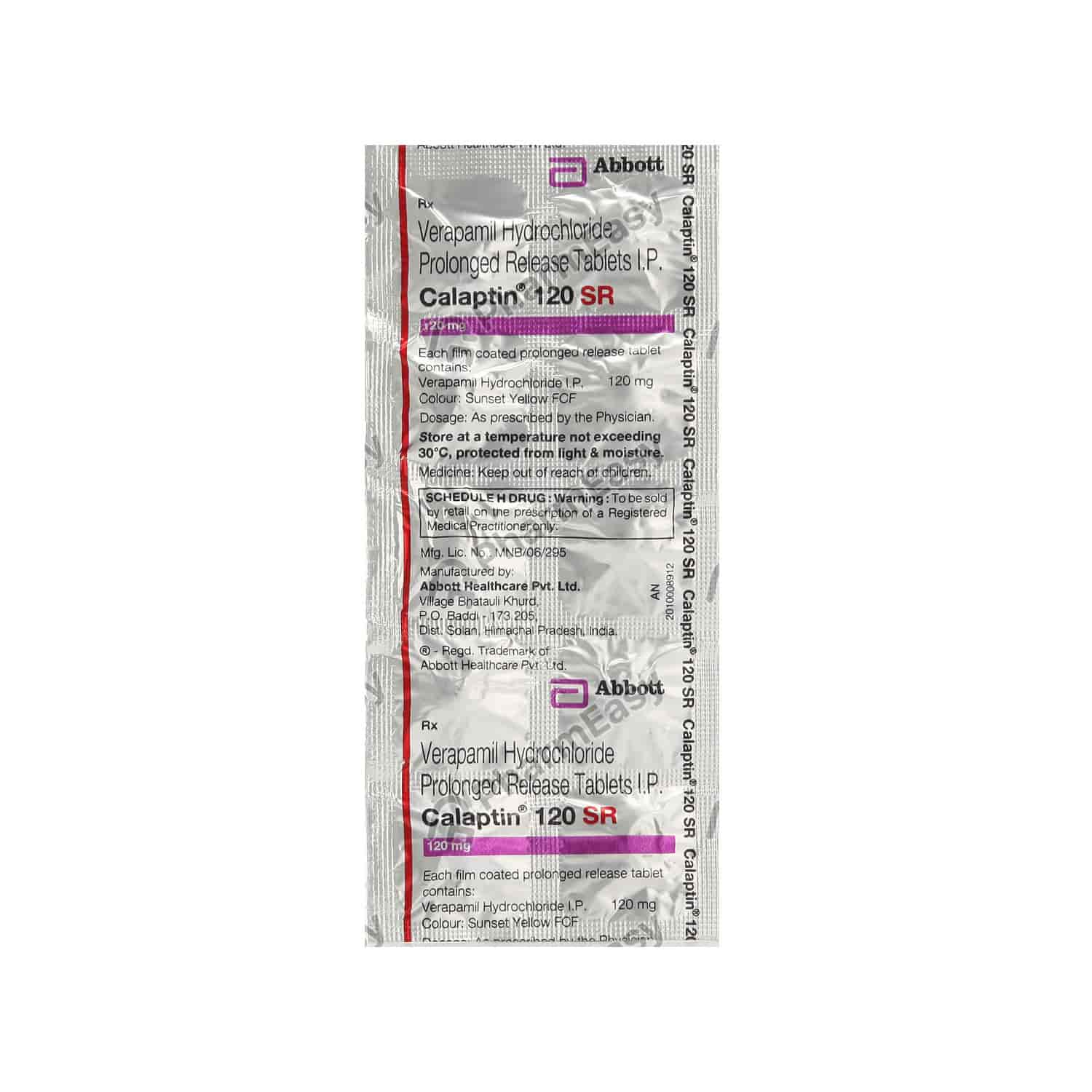 Buy Calaptin Sr 120mg Tablet Online at Flat 18% OFF* | PharmEasy