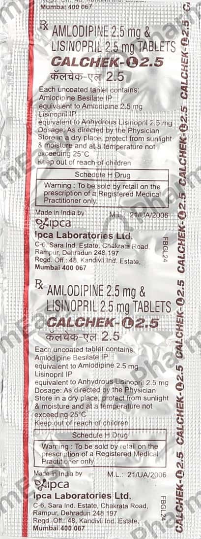 Calchek L 2.5mg Strip Of 10 Tablets: Uses, Side Effects, Price & Dosage ...